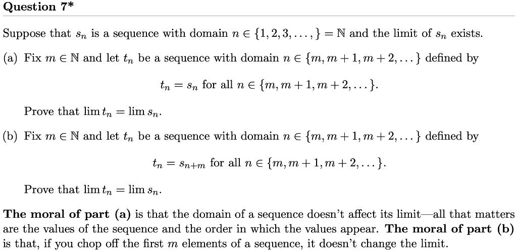 Solved Suppose that sn is a sequence with domain | Chegg.com