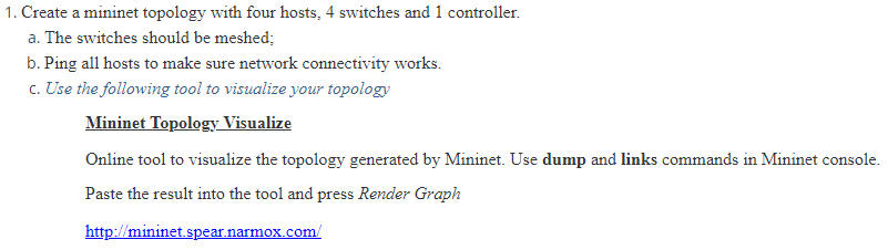 Solved 1. Create a mininet topology with four hosts, 4 | Chegg.com