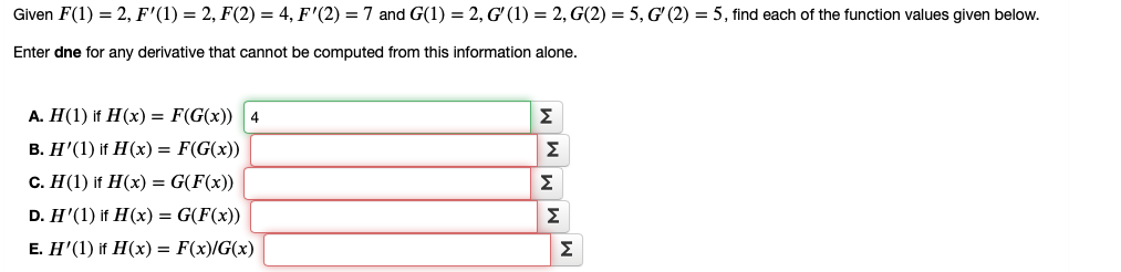 Solved Given F(1) = 2, F'(1) = 2, F(2) = 4, F'(2) = 7 and | Chegg.com