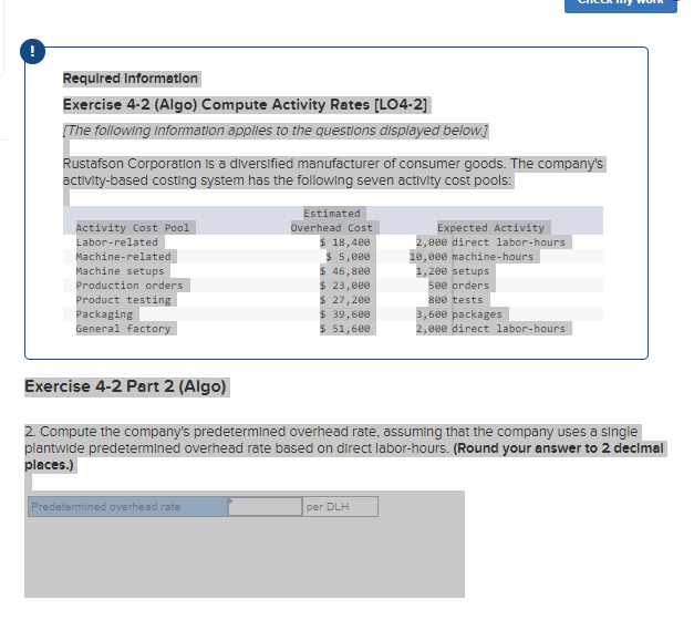Solved !Requlred InformationExercise 4-2 (Algo) ﻿Compute | Chegg.com