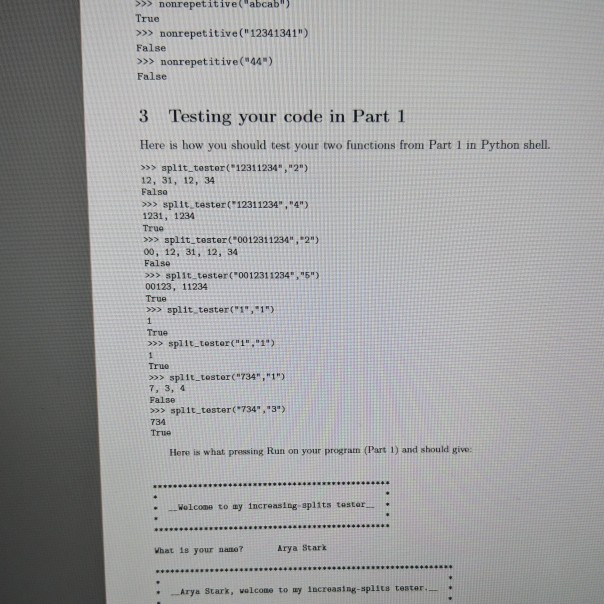 Solved 1 Part 1: increasing-splits tester - 40 points To | Chegg.com
