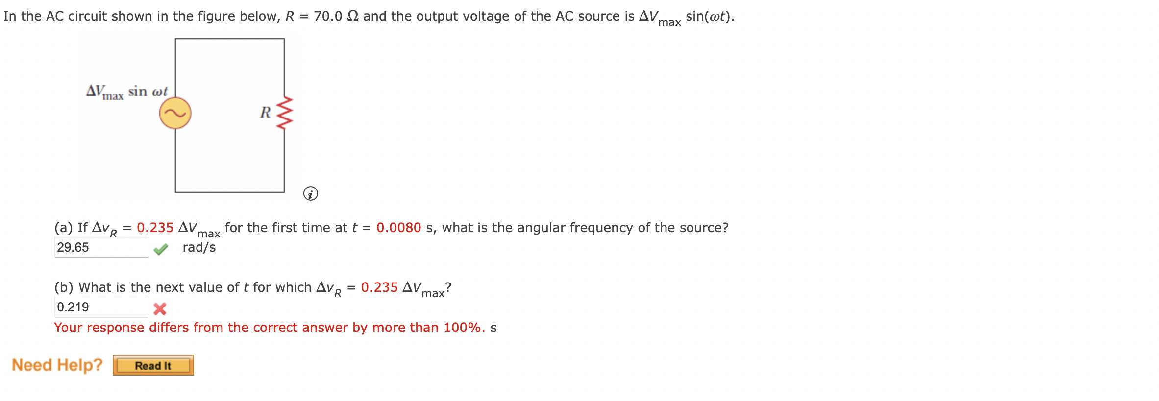 Solved AC circuit shown in the figure below, R=70.0Ω and the | Chegg.com