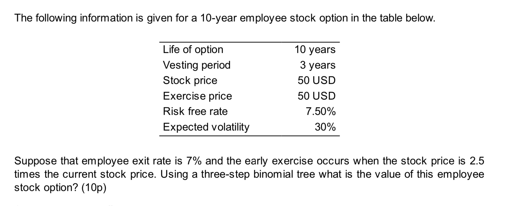 Solved The following information is given for a 10 -year | Chegg.com