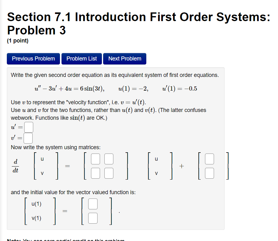 Solved Section 7 1 Introduction First Order Systems Problem
