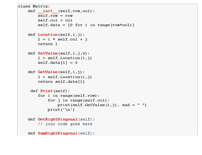 Solved PYTHON PROGRAM Create a class Matrix and write | Chegg.com