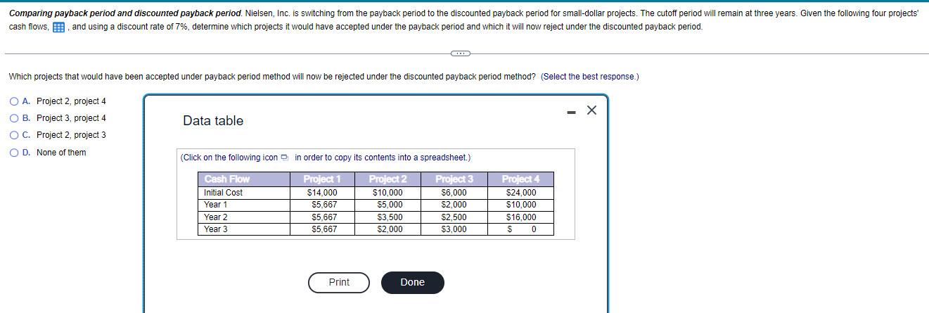 Solved A. Project 2 , project 4 B. Project 3 , project 4 | Chegg.com