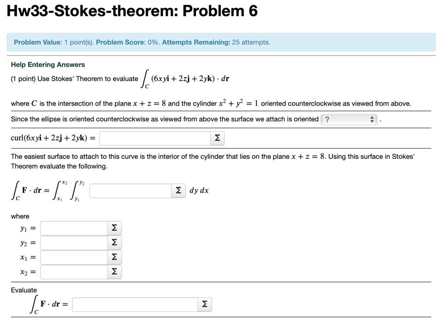 Solved Hw33-Stokes-theorem: Problem 6 Problem Value: 1 | Chegg.com