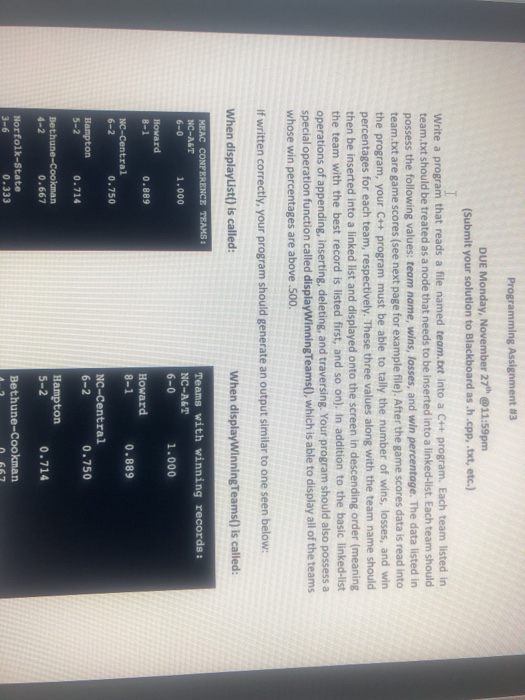 Solved Programming Assignment #3 DUE Monday, November 27h | Chegg.com