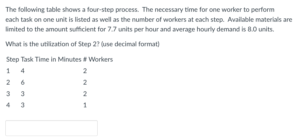 Solved The following table shows a four-step process. The | Chegg.com