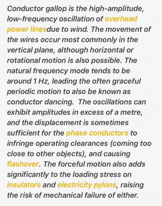 Solved Conductor gallop is the high-amplitude, low-frequency | Chegg.com