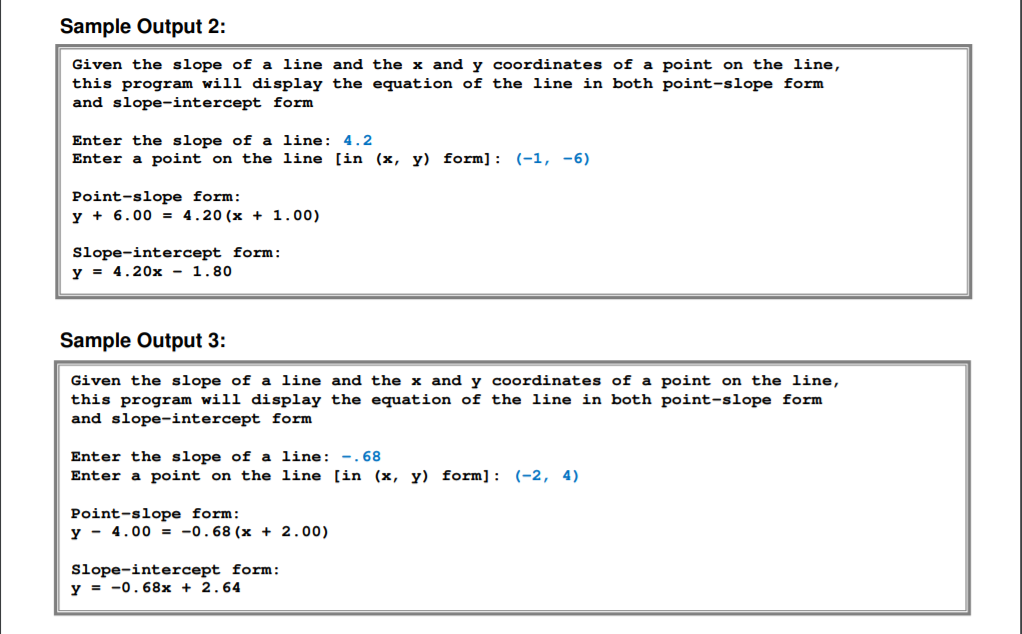 Solved Write a modular program that displays the equation of | Chegg.com