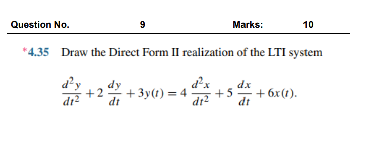 Solved 4 35 Draw The Direct Form Ii Realization Of The Lti