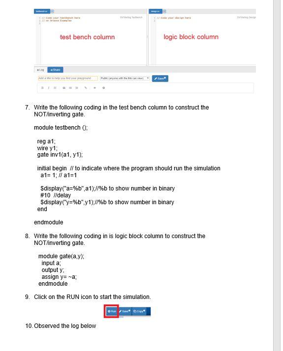 Solved பார பயன் test bench column logic block column 10 | | Chegg.com