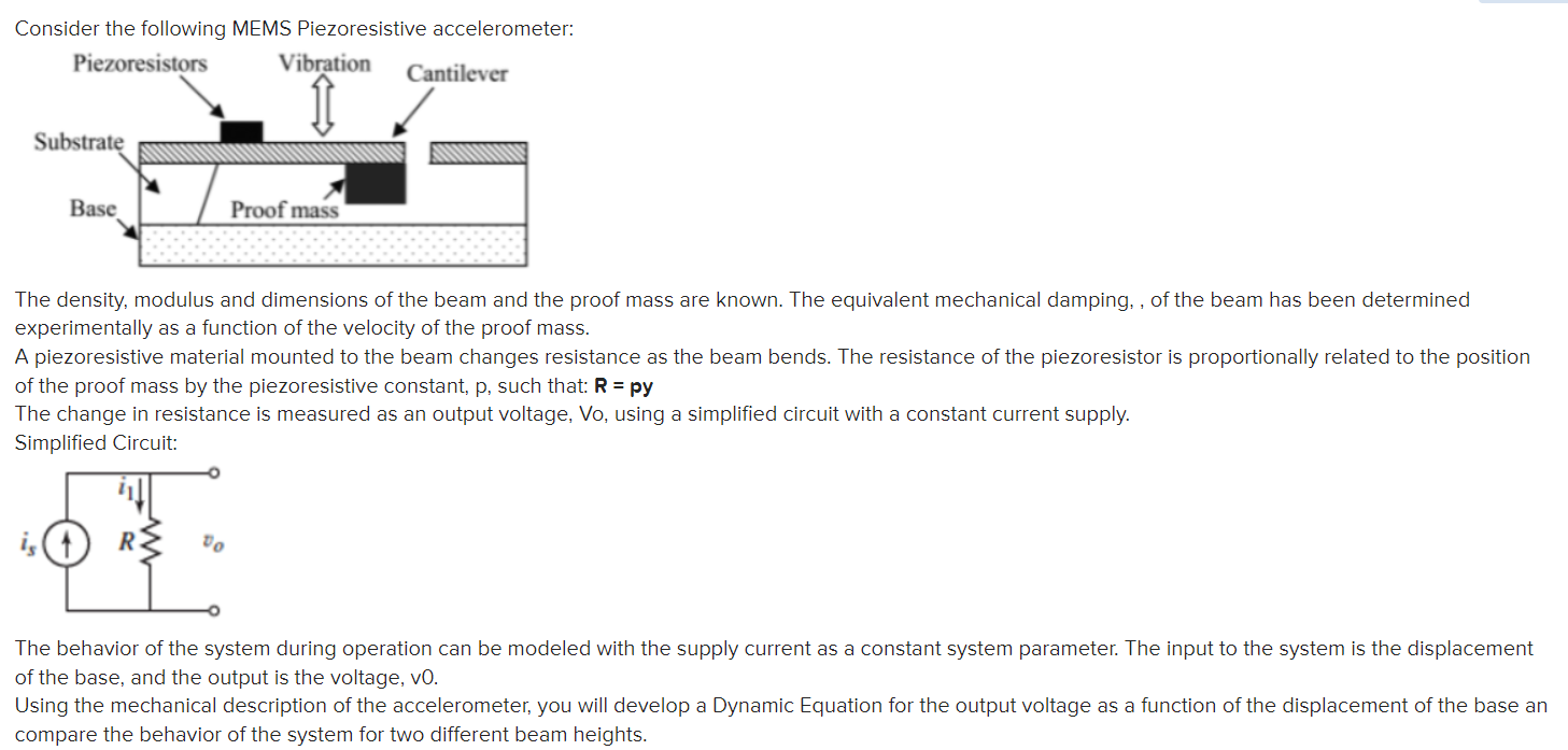 Solved Consider the following MEMS Piezoresistive | Chegg.com