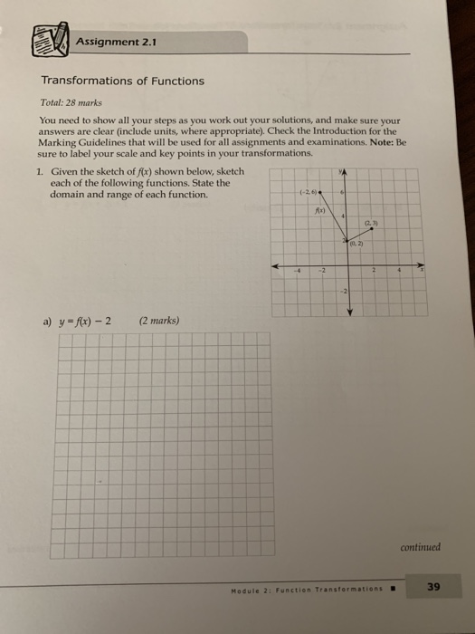 Solved Assignment 21 Transformations Of Functions Total 28
