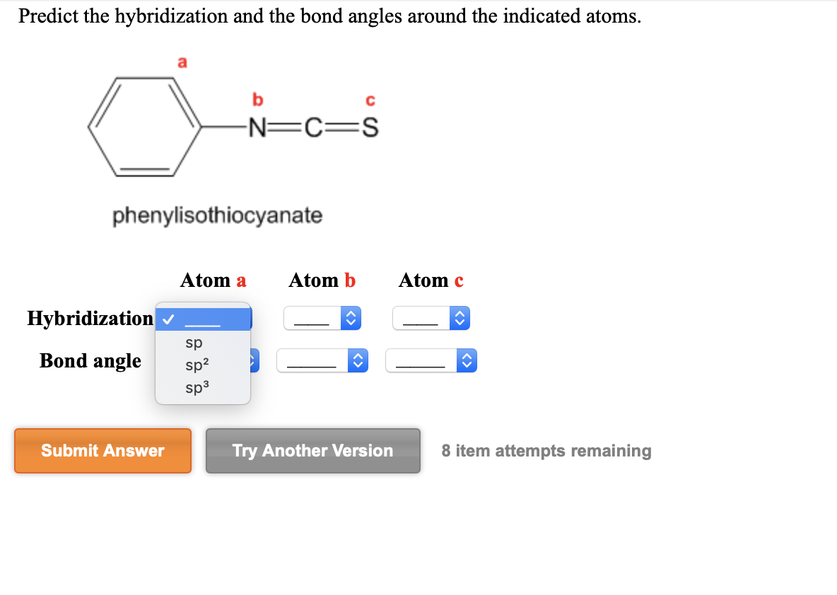 Solved Predict the hybridization and the bond angles around | Chegg.com