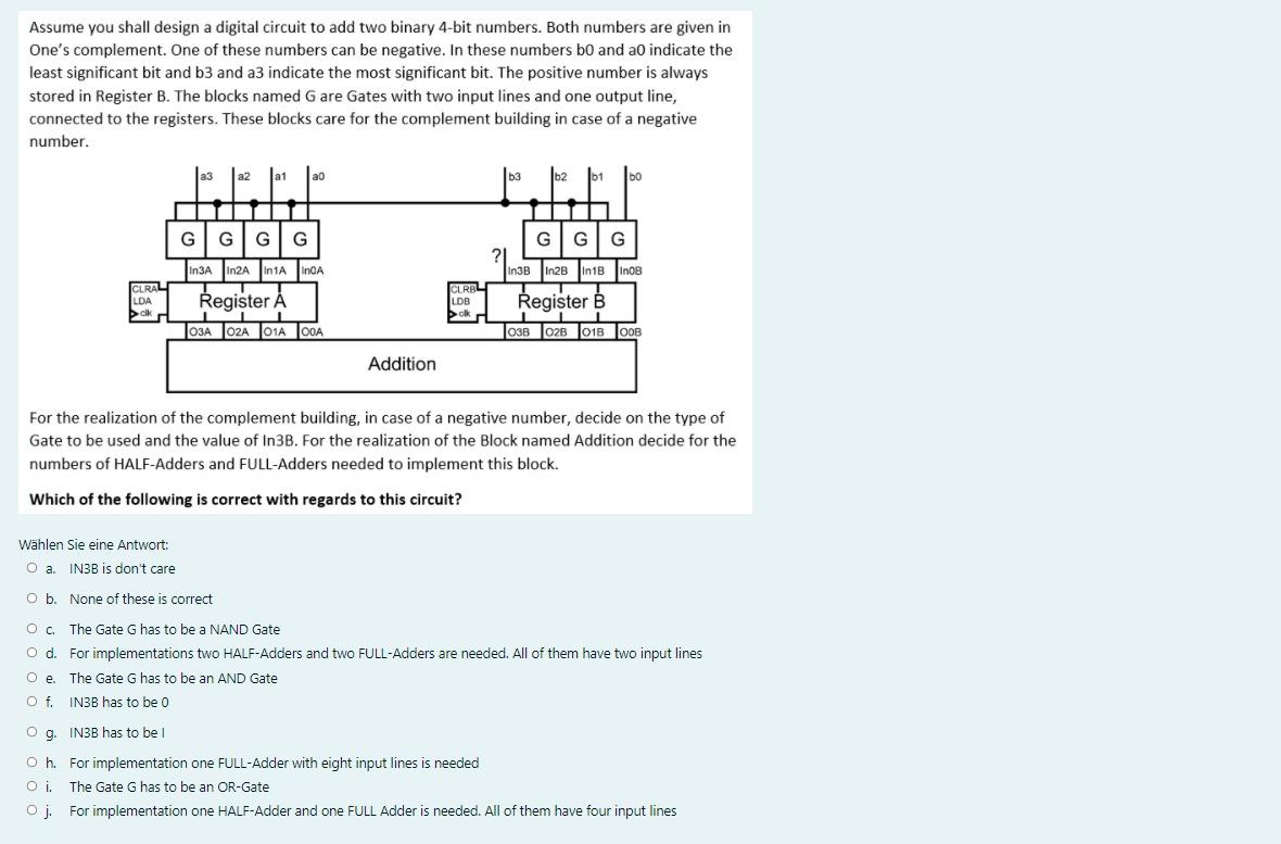 Solved Assume You Shall Design A Digital Circuit To Add Two 
