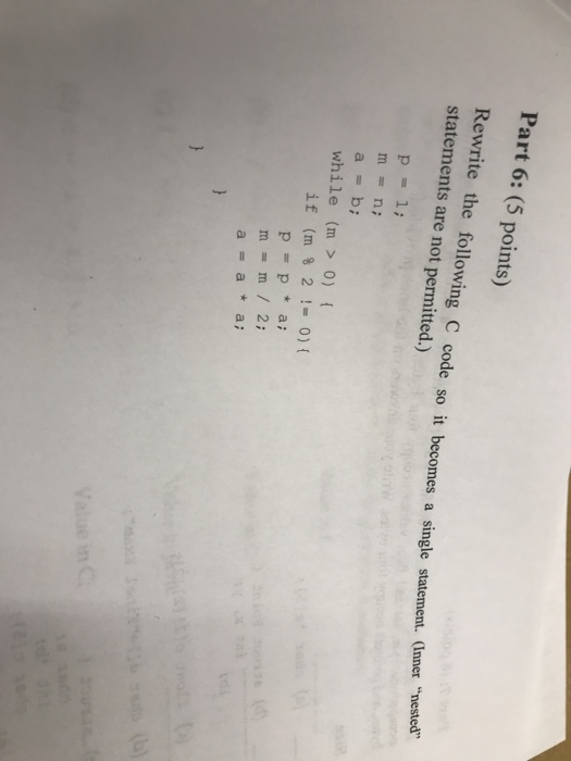Solved Part 6: (5 points) Rewrite the following statements | Chegg.com