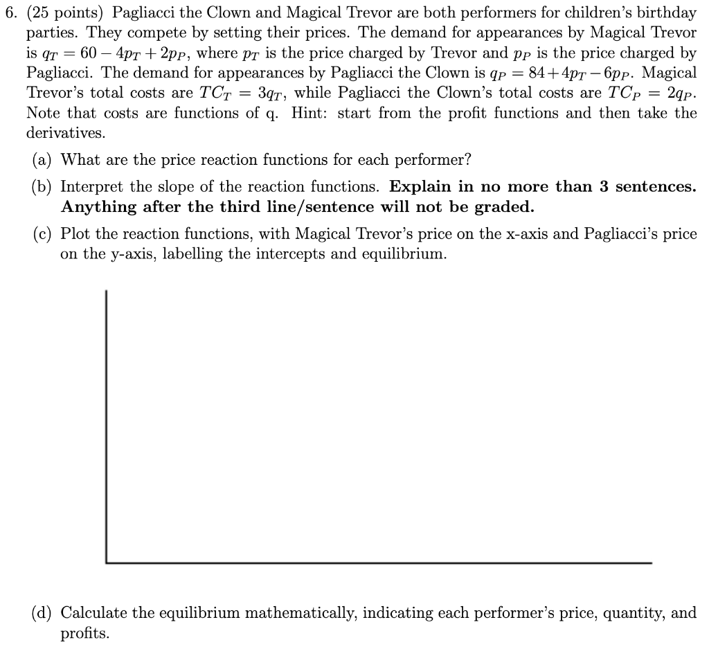 Solved (25 points) Pagliacci the Clown and Magical Trevor | Chegg.com