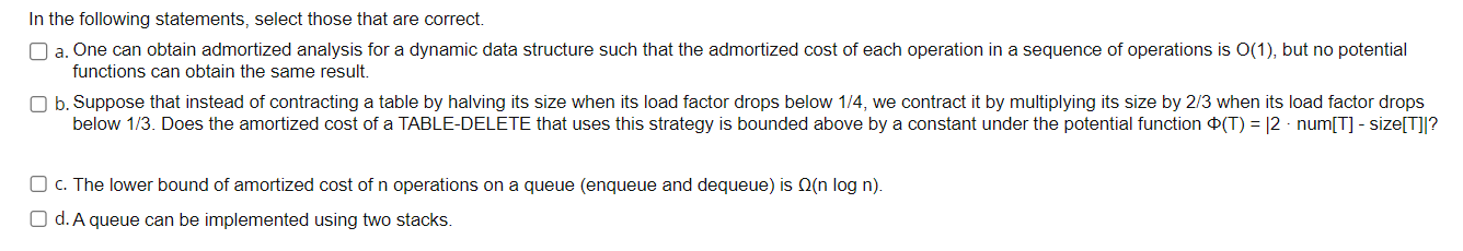 Solved In the following statements, select those that are | Chegg.com