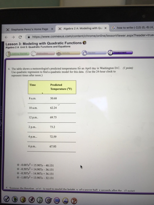 Solved X Algebra 2 A: Modeling with Qu G how to write (-2,0) | Chegg.com