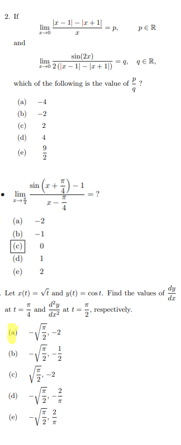 Solved 2. If limx→0x∣x−1∣−∣x+1∣=p,p∈R and | Chegg.com