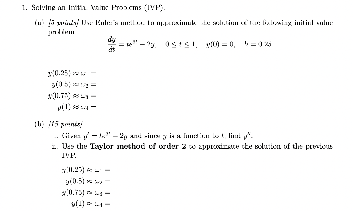 Solved 1. Solving an Initial Value Problems (IVP). (a) [5 | Chegg.com
