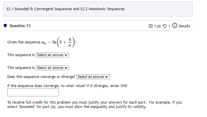 Solved S3.1 Bounded \& Convergent Sequences and S3.2 | Chegg.com