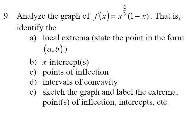 Solved Analyze the graph of f(x)=x32(1−x). That is, identify | Chegg.com