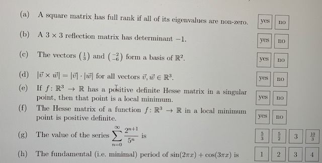Solved (a) A square matrix has full rank if all of its | Chegg.com