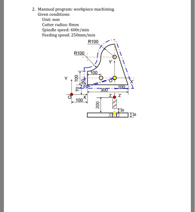 2. Mannual program: workpiece machining. Given | Chegg.com