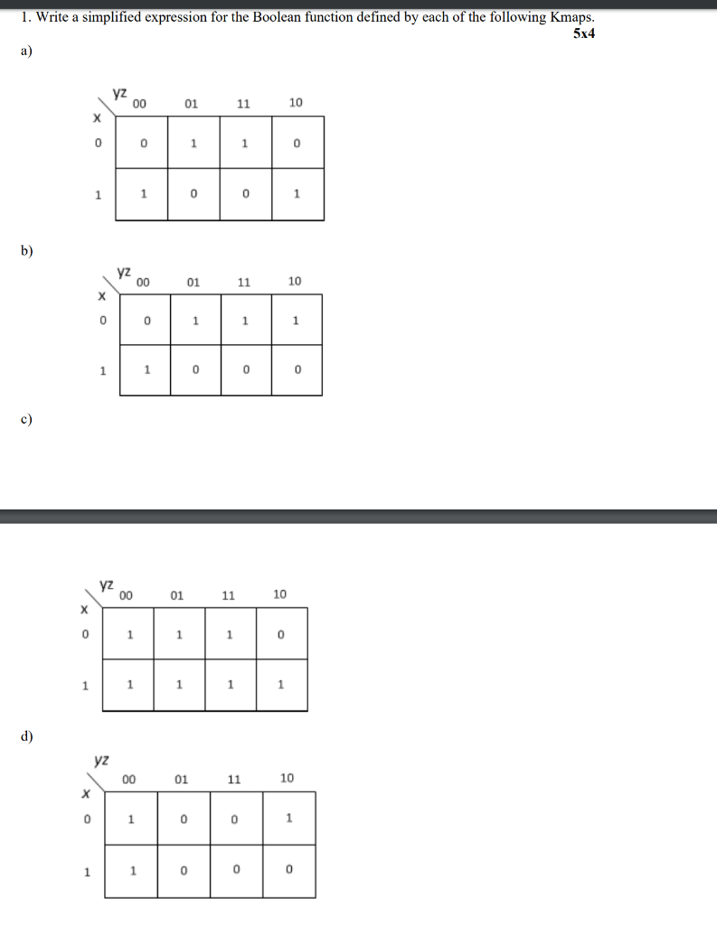 Solved 1 Write A Simplified Expression For The Boolean