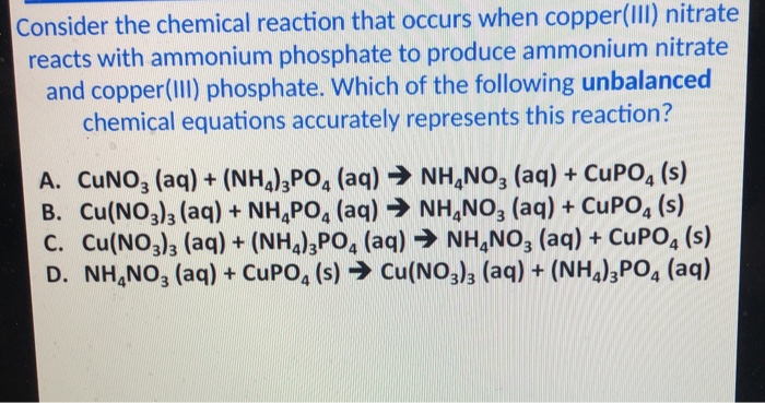 Solved Consider the chemical reaction that occurs when | Chegg.com
