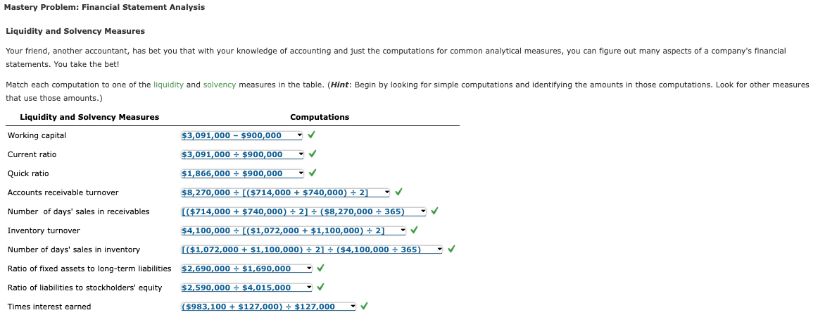 Solved Mastery Problem: Financial Statement Analysis | Chegg.com