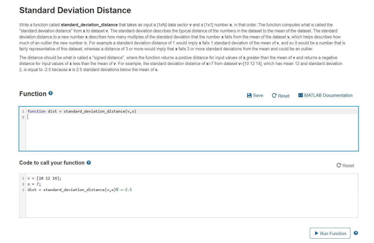 Solved Standard Deviation Distance Write a function called | Chegg.com