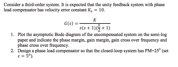 Solved NO MATLAB! Consider a third-order system. It is | Chegg.com
