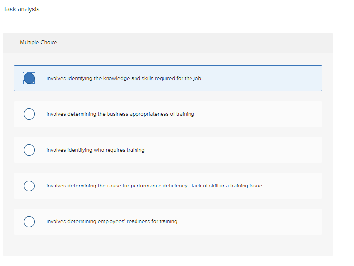 Solved Task analysis... Multiple Choice Involves Identifying | Chegg.com