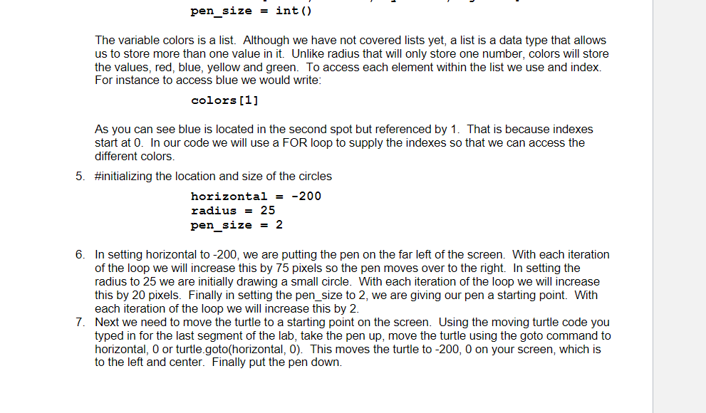 Drawing Circles In this section of the lab you will | Chegg.com