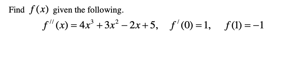 Solved Find f(x) ﻿given the | Chegg.com