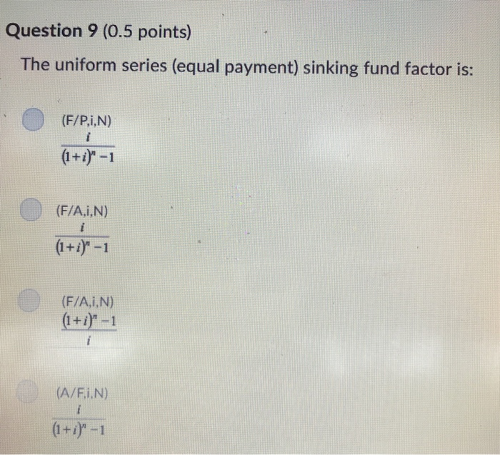 Solved Question 10 (0.5 points) The uniform series present | Chegg.com
