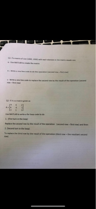 Solved Q1-a m ix of 1000 1000 hech 3. Use MATLAB to create | Chegg.com