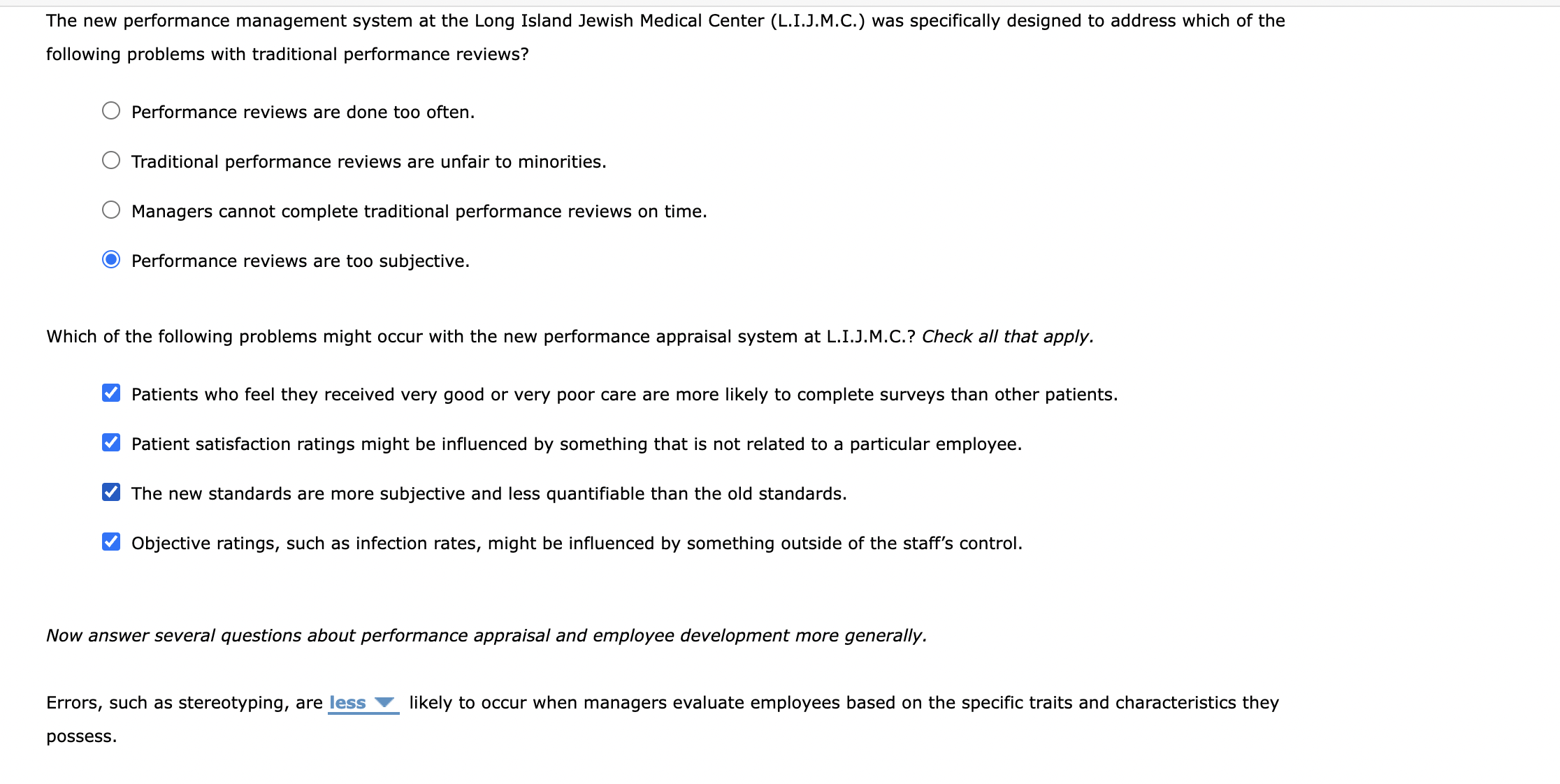 Solved The new performance management system at the Long | Chegg.com
