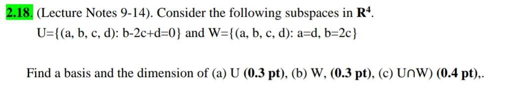 Solved 2.18. (Lecture Notes 9-14). Consider the following | Chegg.com