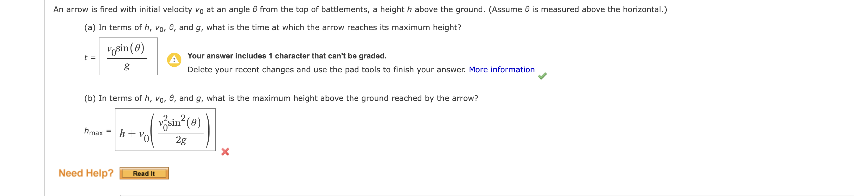 Solved n arrow is fired with initial velocity v0 at an angle | Chegg.com