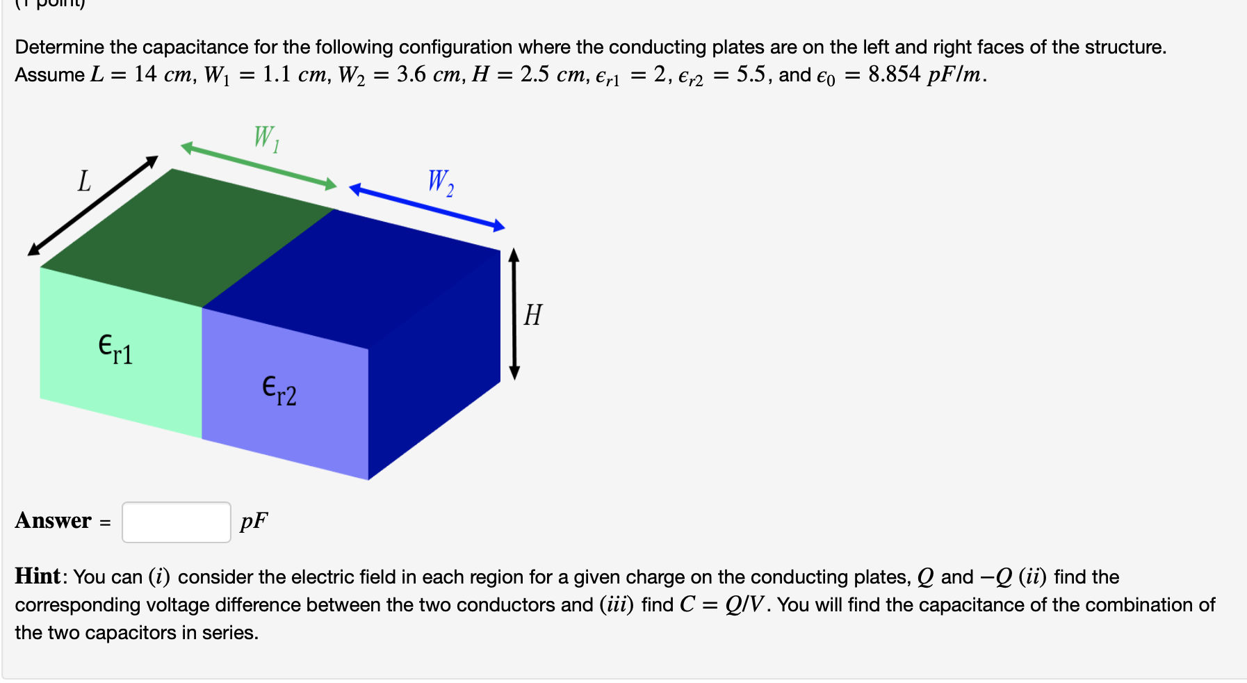 Solved Determine the capacitance for the following | Chegg.com