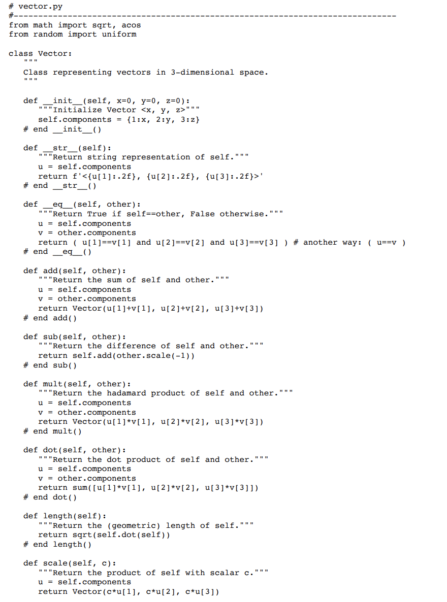 # vector.py from math import sqrt, acos from random | Chegg.com