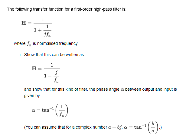 Solved The following transfer function for a first-order | Chegg.com