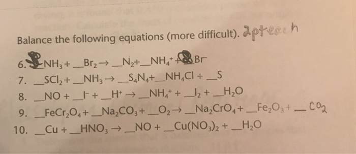Solved Balance the following equations (more difficult). | Chegg.com
