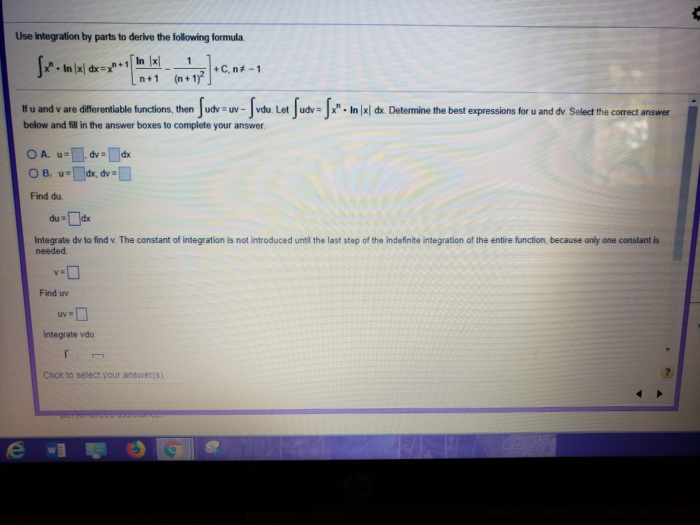 Solved Use integration by parts to derive the following | Chegg.com
