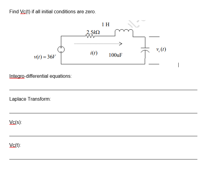 Solved Find Vc(t) if all initial conditions are zero. 11 | Chegg.com